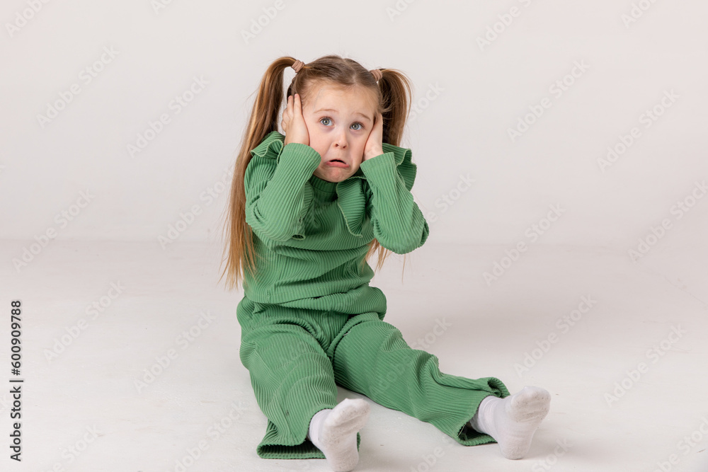 Cute Little Girl Showing Intense Expression of Fear and Terror ...