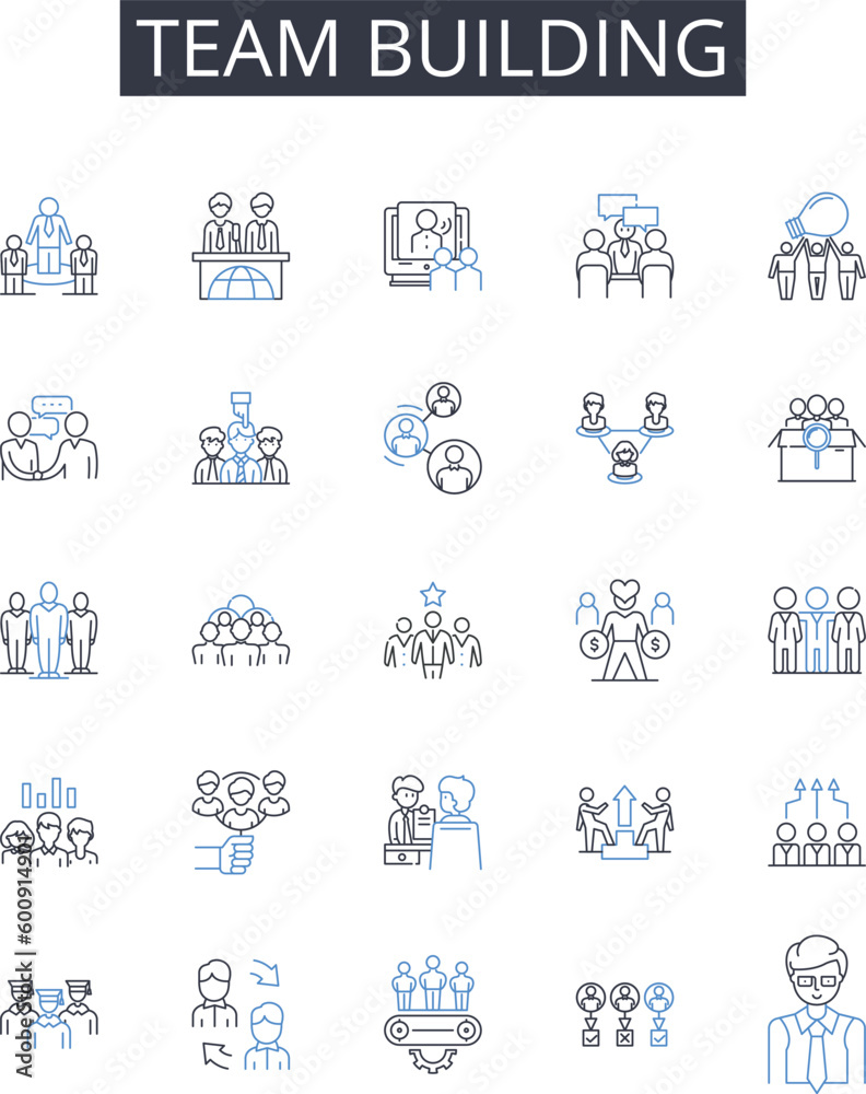 Team building line icons collection. Suppleness, Elasticity ...