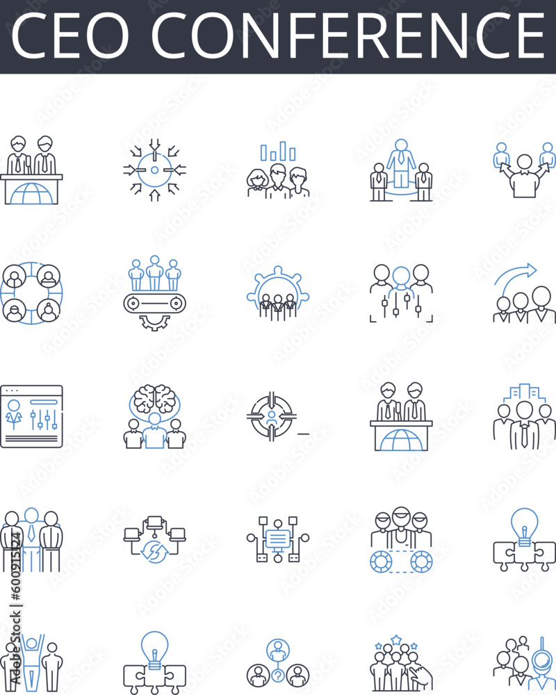 Ceo conference line icons collection. Indie, Authentic, Creativity ...