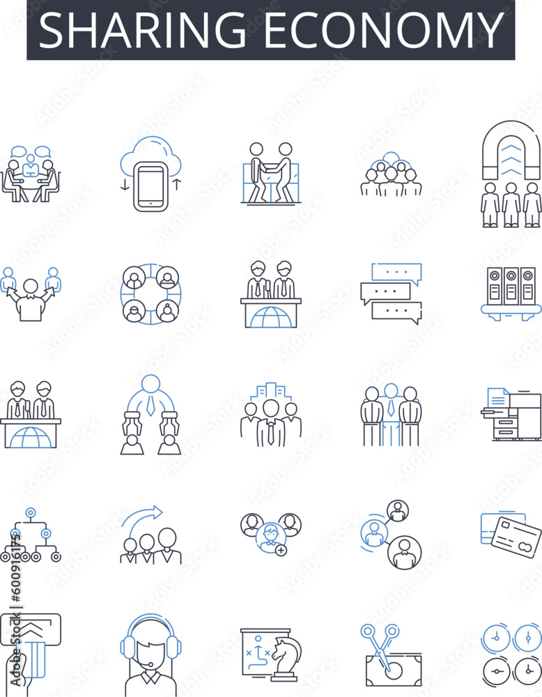 Sharing Economy line icons collection. Unity, Harmony, Bonding ...