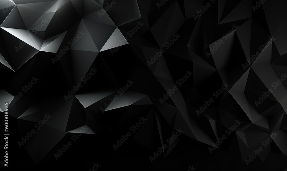 Abstract jet black color background or wallpaper with polygons ...