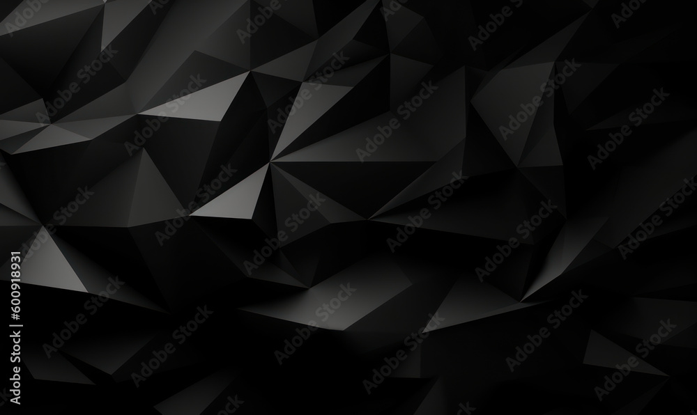 Abstract jet black color background or wallpaper with polygons ...