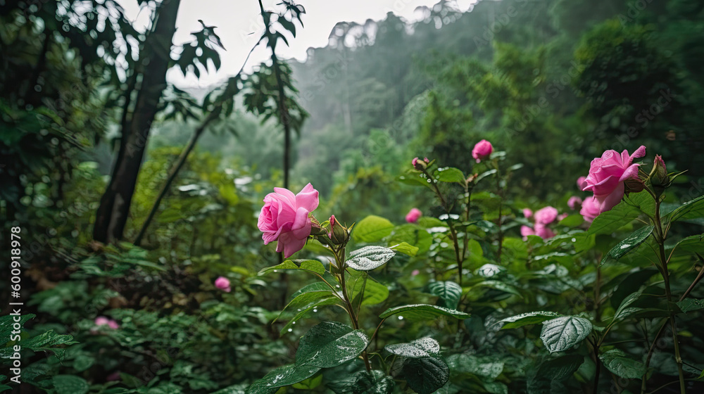 High Detail Photo of Pink Rose Focused Background HD Rainforest ...
