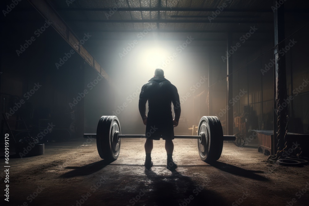 Back view of a muscular man lifting weights at the gym - generative ai ...