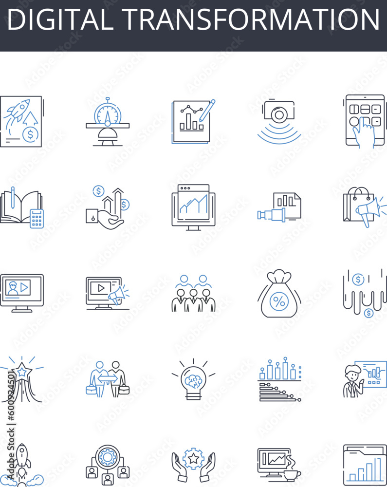 Digital Transformation Line Icons Collection Trinkets Keepsakes Memorabilia Tokens Memento