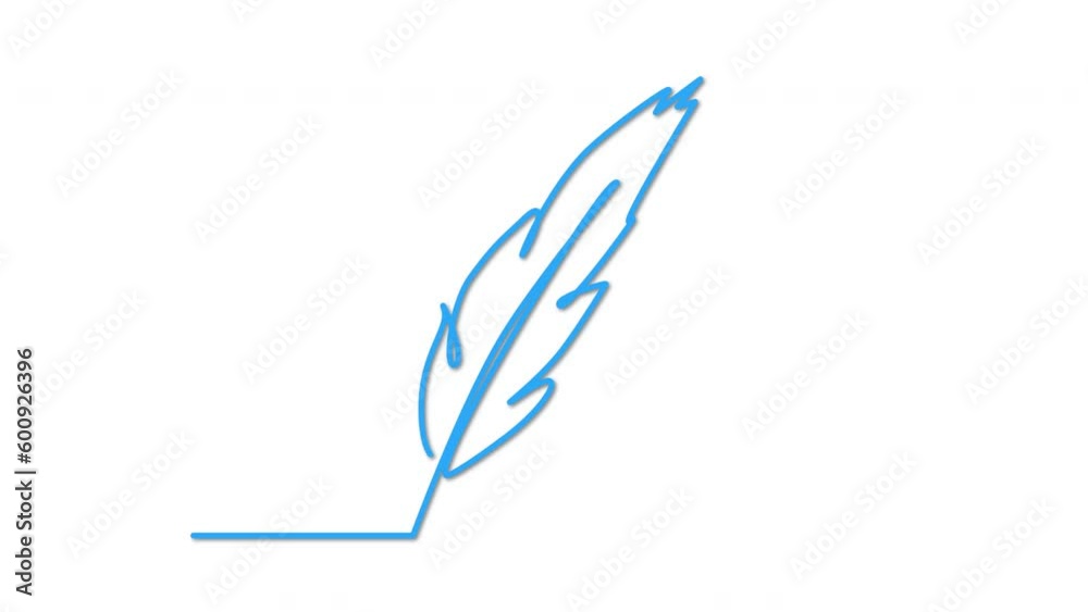 Feather, quill outline self drawing animation. Line art, luma matte ...