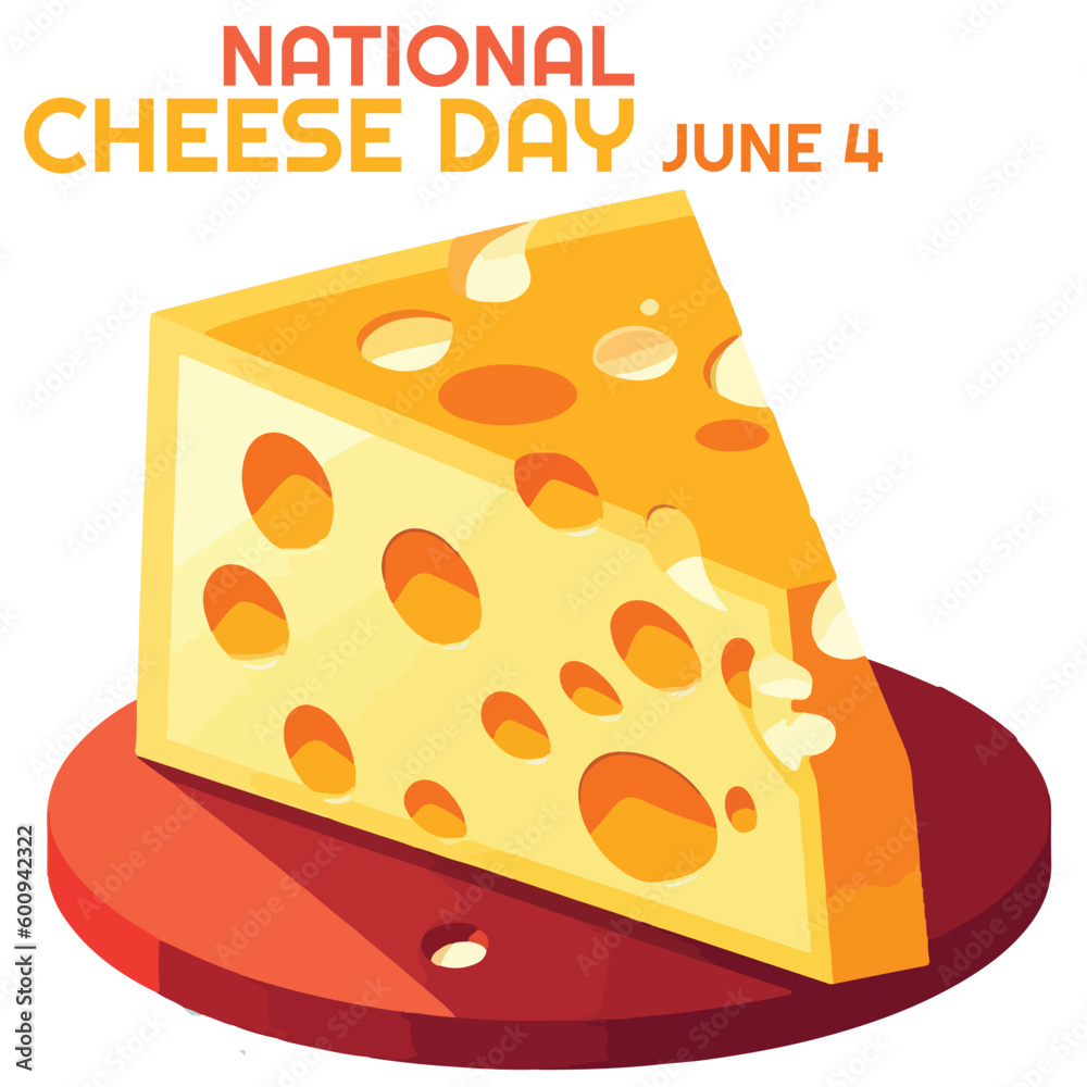 vector of sliced cheese at the red plate with bold text isolated on ...