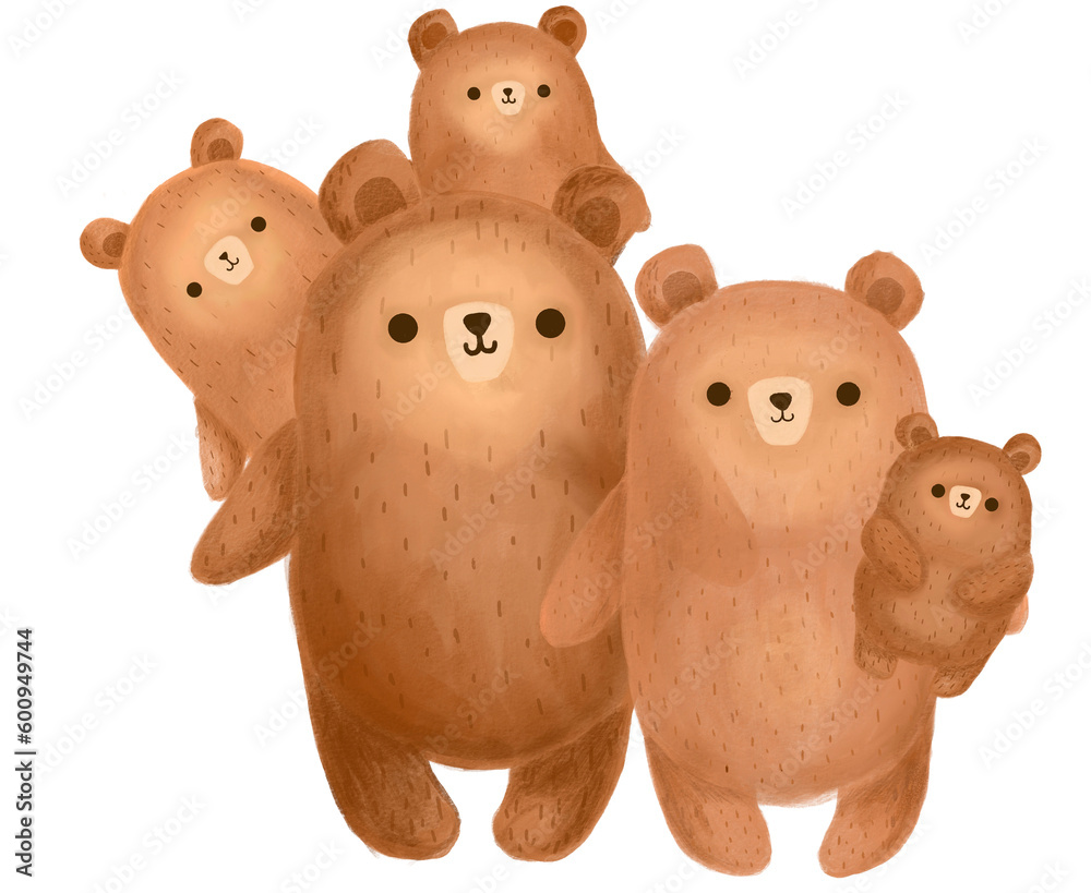 Stock-illustrationen Familia oso de 5 integrantes con mamá oso, papá ...