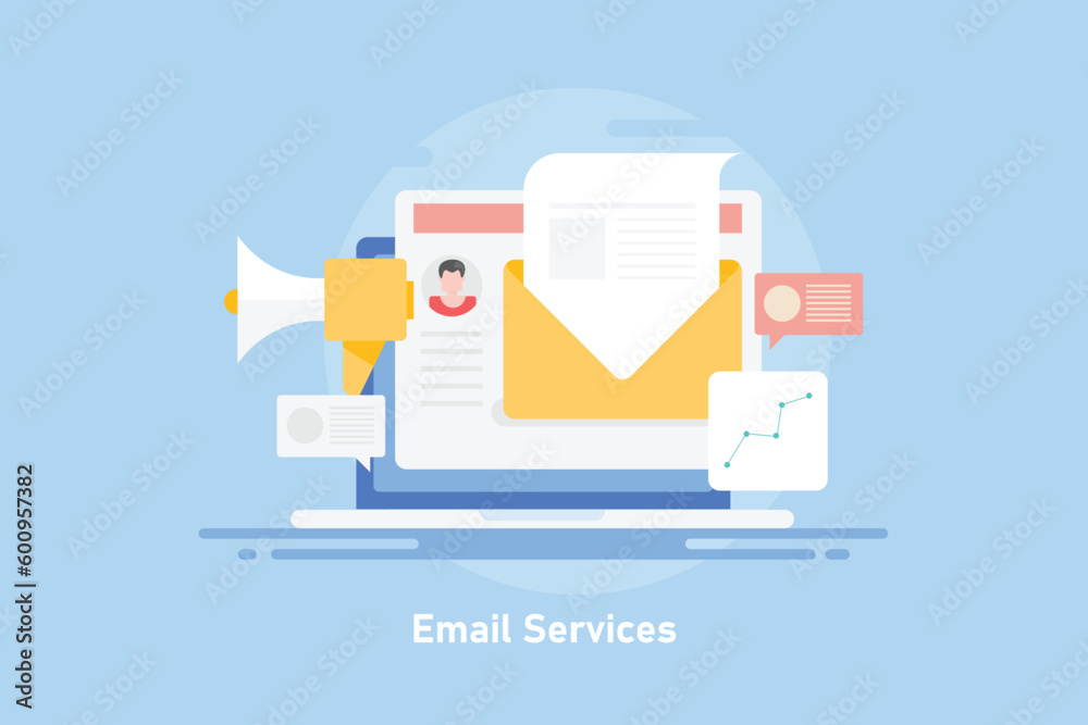 Open newsletter and email interface dashboard on laptop screen with ...