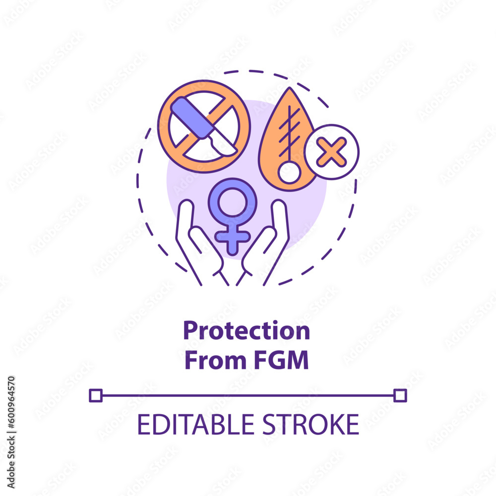 Protection from FGM concept icon. Female genital mutilation. Violence ...
