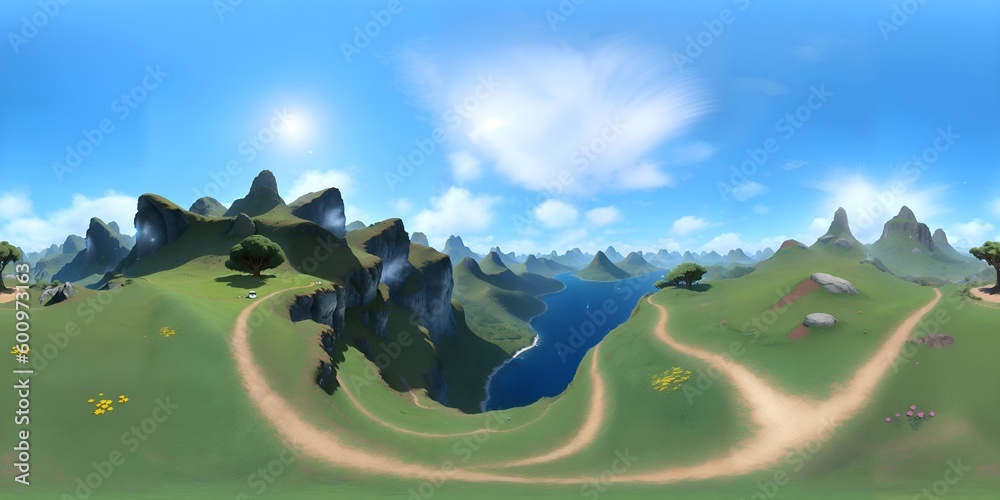 HDRI, Skybox, Spring Mountain with greens, day time in the forest ...