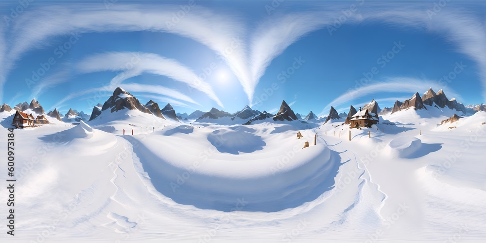 HDRI, Skybox, winter snow mountain day time, aurora night sky, created ...