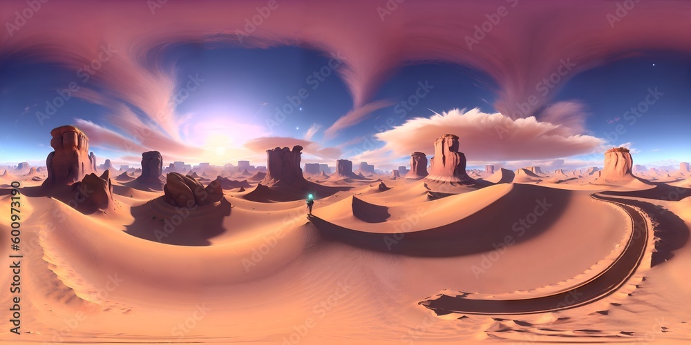HDRI, Skybox, sunset in the desert, canyon land created using ...