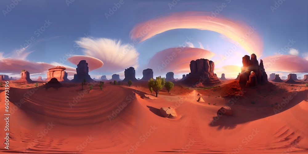 HDRI, Skybox, sunset in the desert, canyon land created using ...