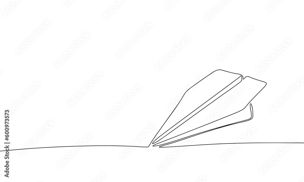Paper plane as one line continuous. Line art fly paper plane outline ...