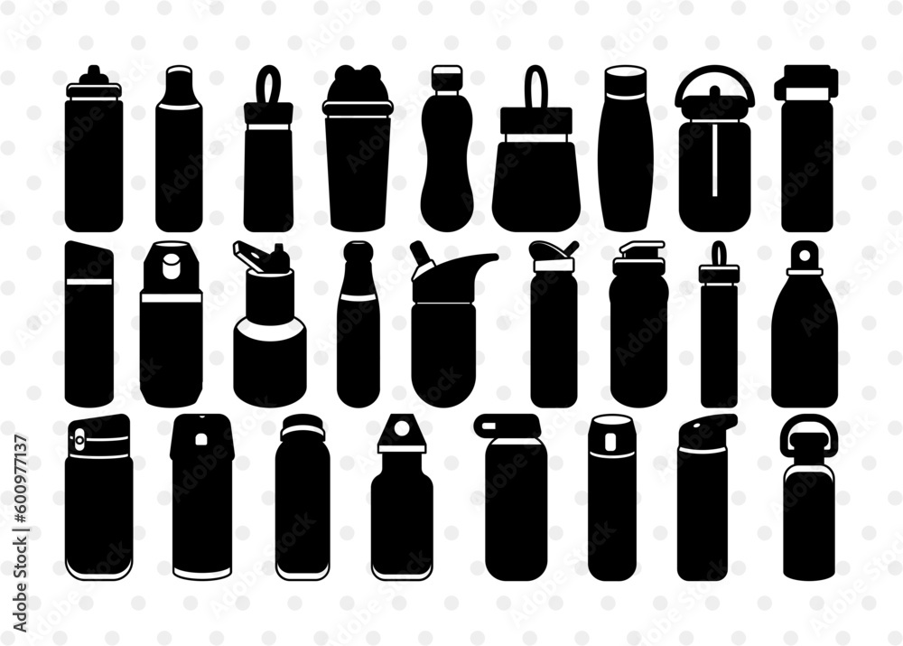 School Drinks Bottle Silhouette, Drinks Bottle SVG, Water Pot Svg ...
