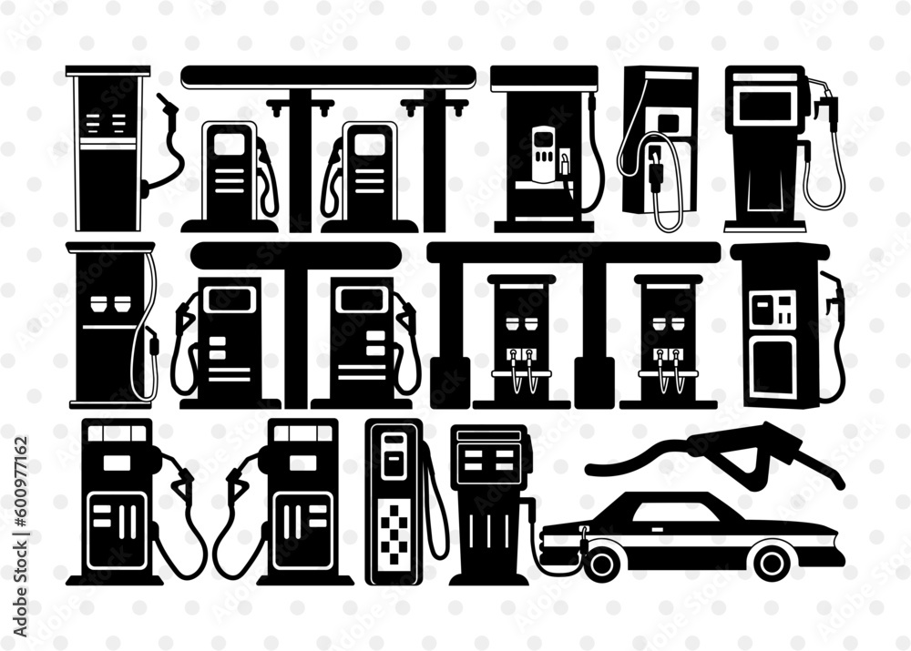 Petrol Pump Silhouette, Petrol Pump SVG, Fuel pump Svg, Gas Pump Svg ...