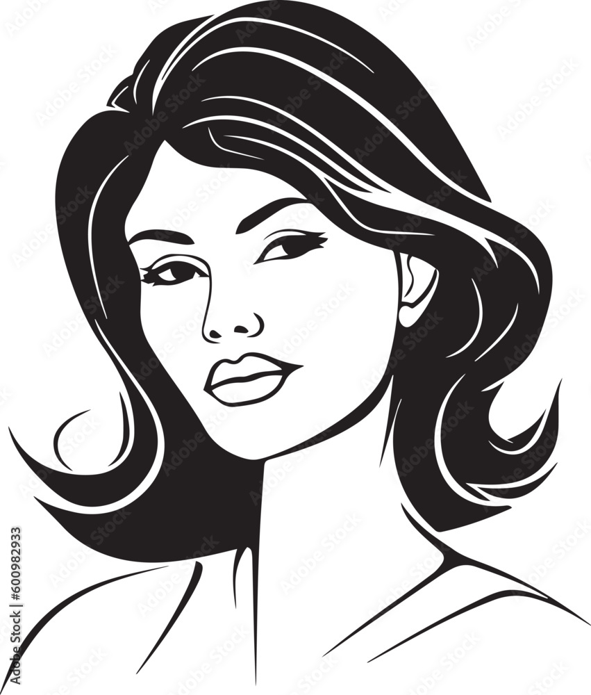 Woman head in cartoon style, anime woman head, coloring page, vector ...
