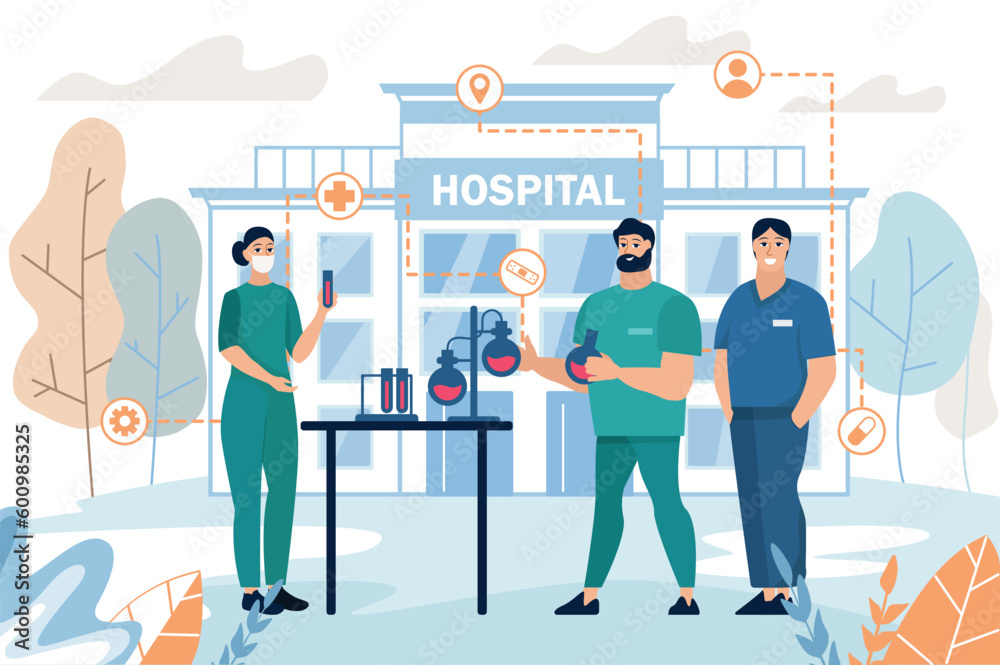 Vektorová grafika „Hospital laboratory medicine concept with people ...