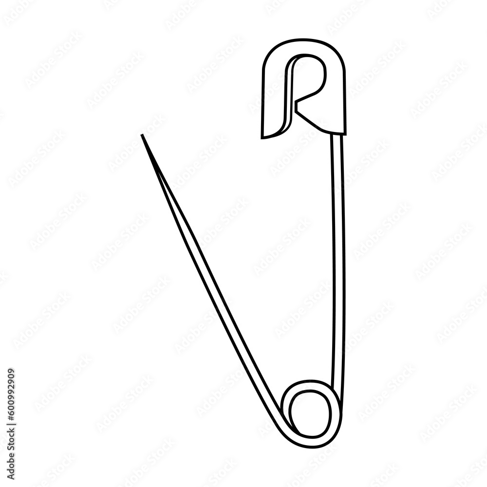 safety pin open outline vector illustration Stock Vector | Adobe Stock