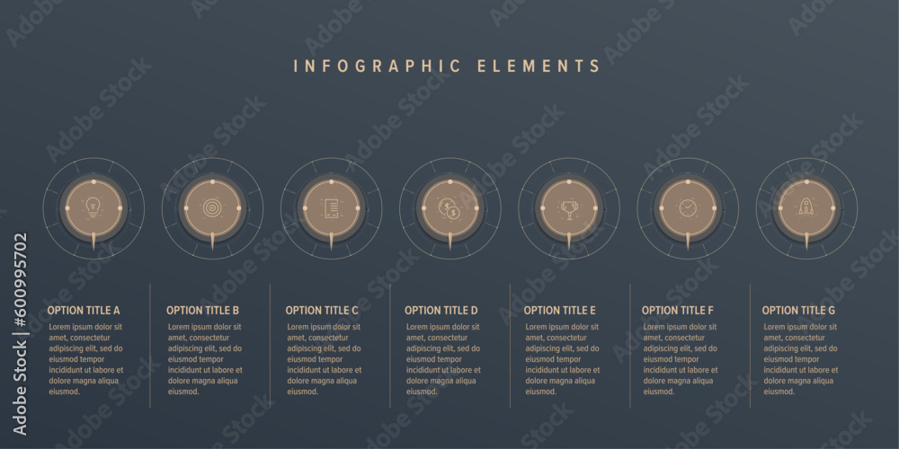 Business process chart infographics with 7 step circles. Round workflow ...