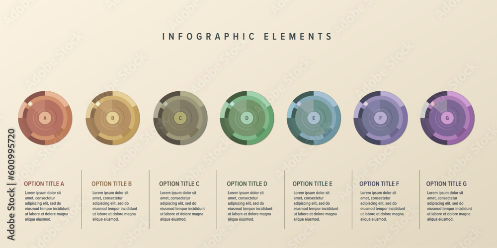 Business process chart infographics with 7 step circles. Round workflow ...