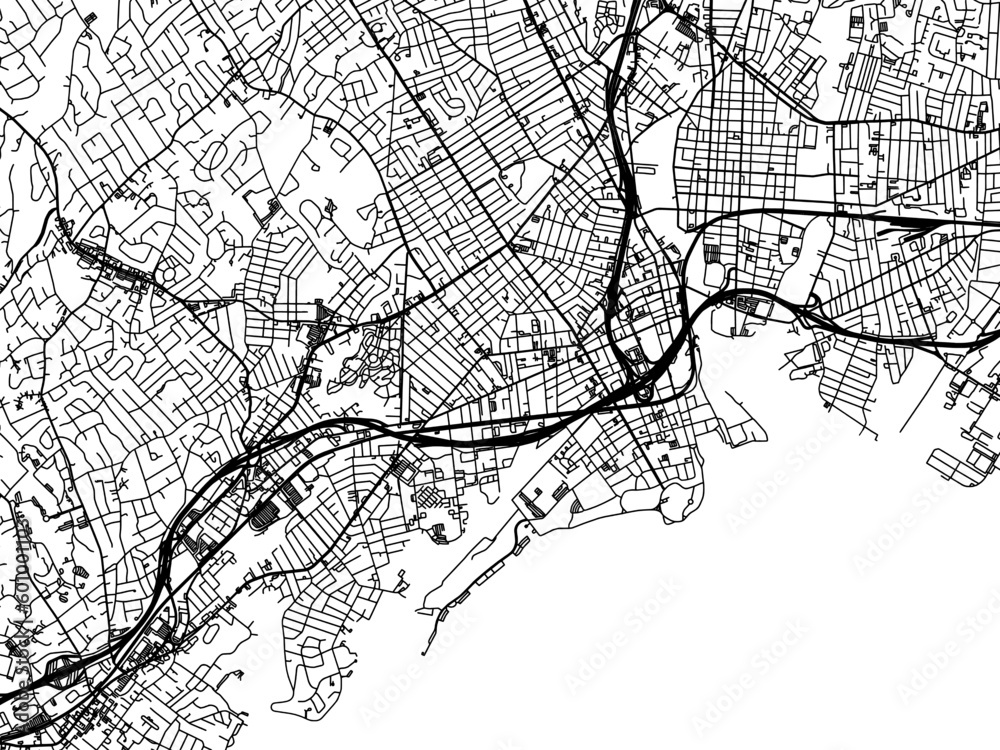 Vector road map of the city of Bridgeport Connecticut in the United ...