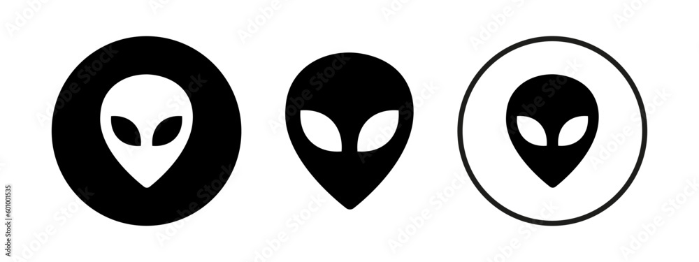 Set of aliens head. Alien green face illustration. Martian head vector ...