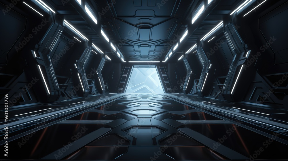 Empty dark room, Modern Futuristic Sci Fi Background.Futuristic ...