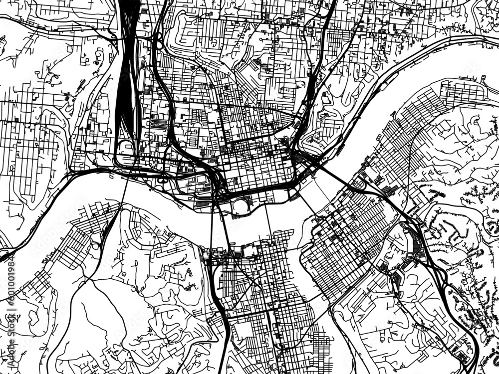Vector road map of the city of Cincinnati Ohio in the United States of ...