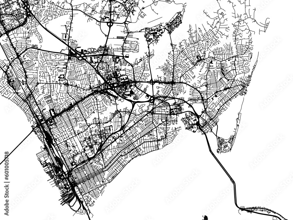 Vector road map of the city of Hampton Virginia in the United States of ...