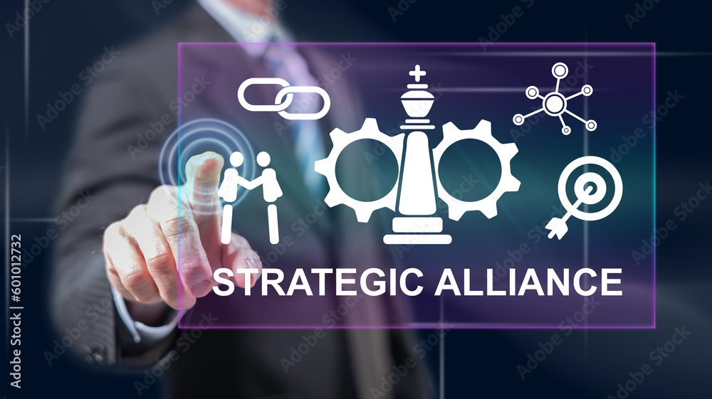 Man touching a strategic alliance concept Stock Photo | Adobe Stock