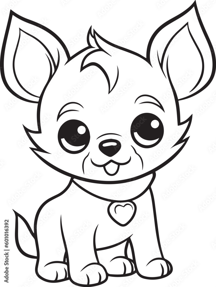 Plagát Anime dog in cartoon style, anime dog, coloring page, vector ...