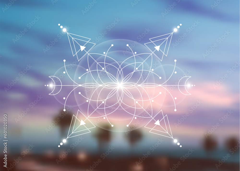Sacred geometry, Flower of life, Mystical drawing of circles, triangles ...