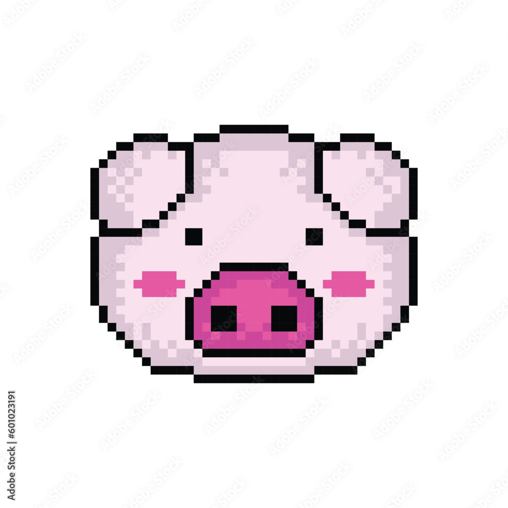Cute head pig pixel art design isolated Stock Vector | Adobe Stock
