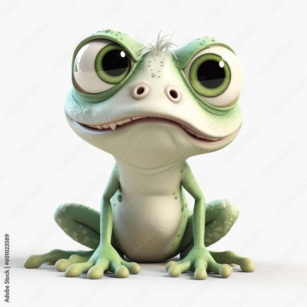 Adorable 3D green frog with big eyes, perfect for any project ...