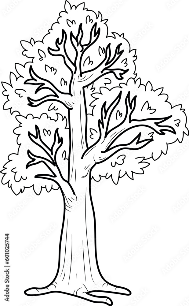 Hand drawn tree, black and white vector illustration Stock Vector ...