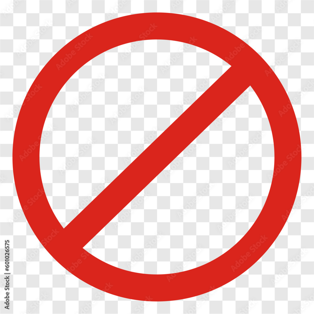 No sign red color, circle frame on transparent background vector stock ...