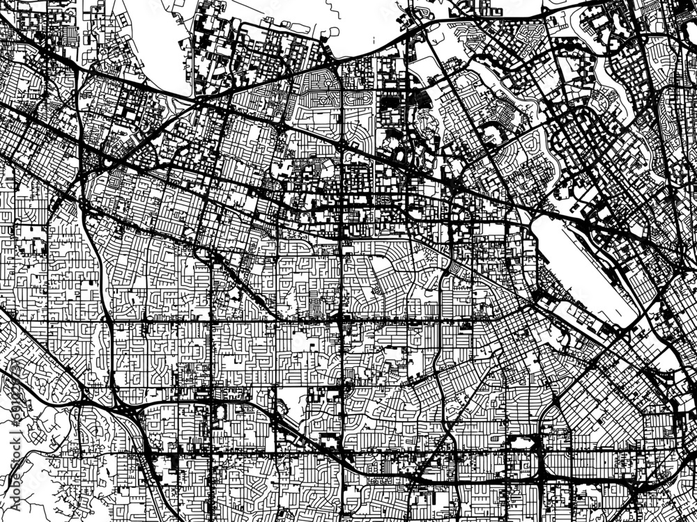 Vector road map of the city of Santa Clara - Sunnyvale California in ...