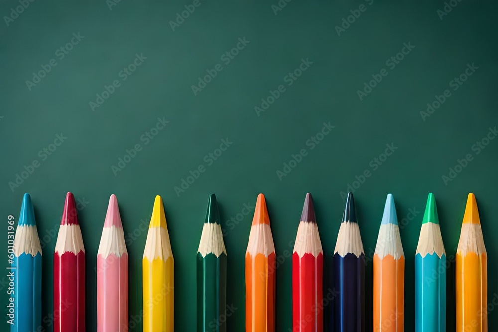 Colorful crayons on the blackboard, drawing. back to school background ...