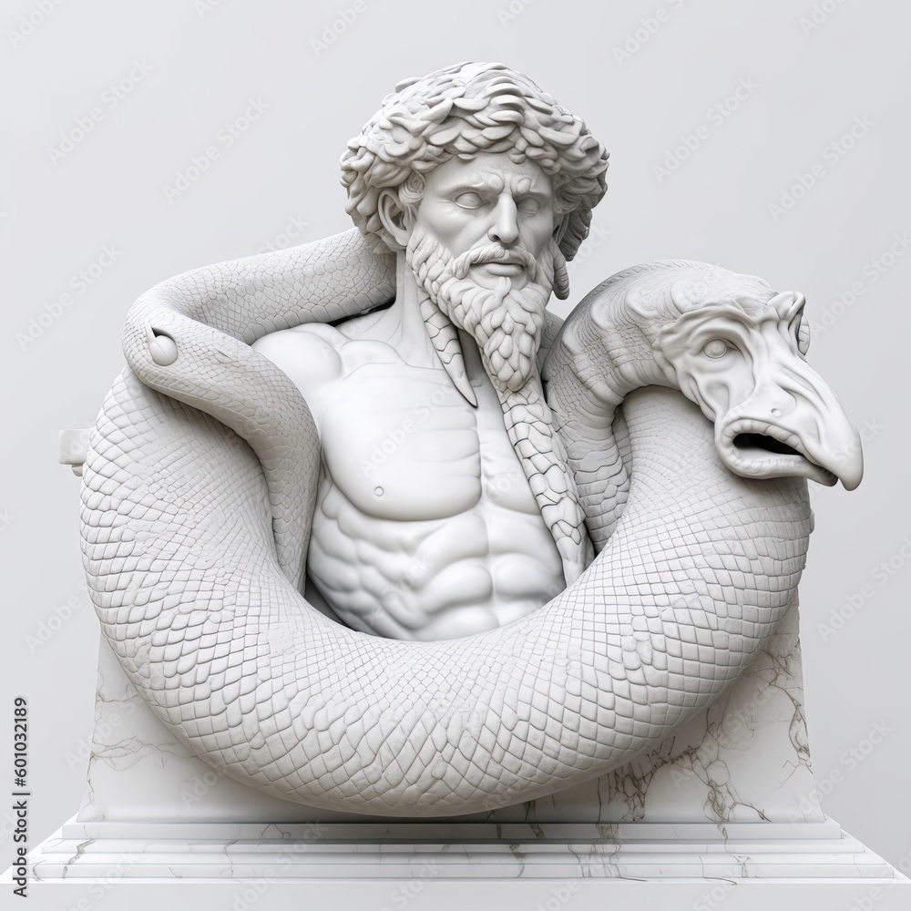 Marble sculpture of a snake in a detailed and elaborate style with a ...