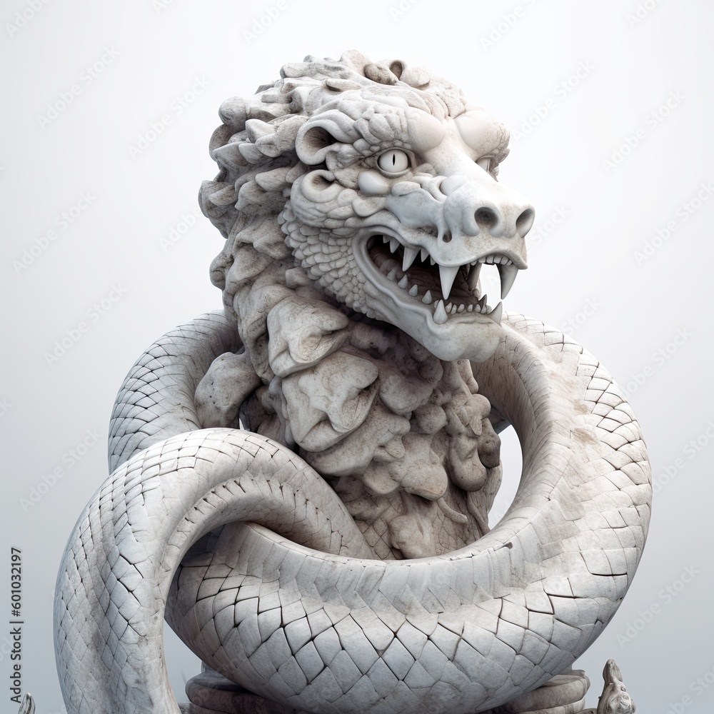 Marble sculpture of a snake in a detailed and elaborate style with a ...