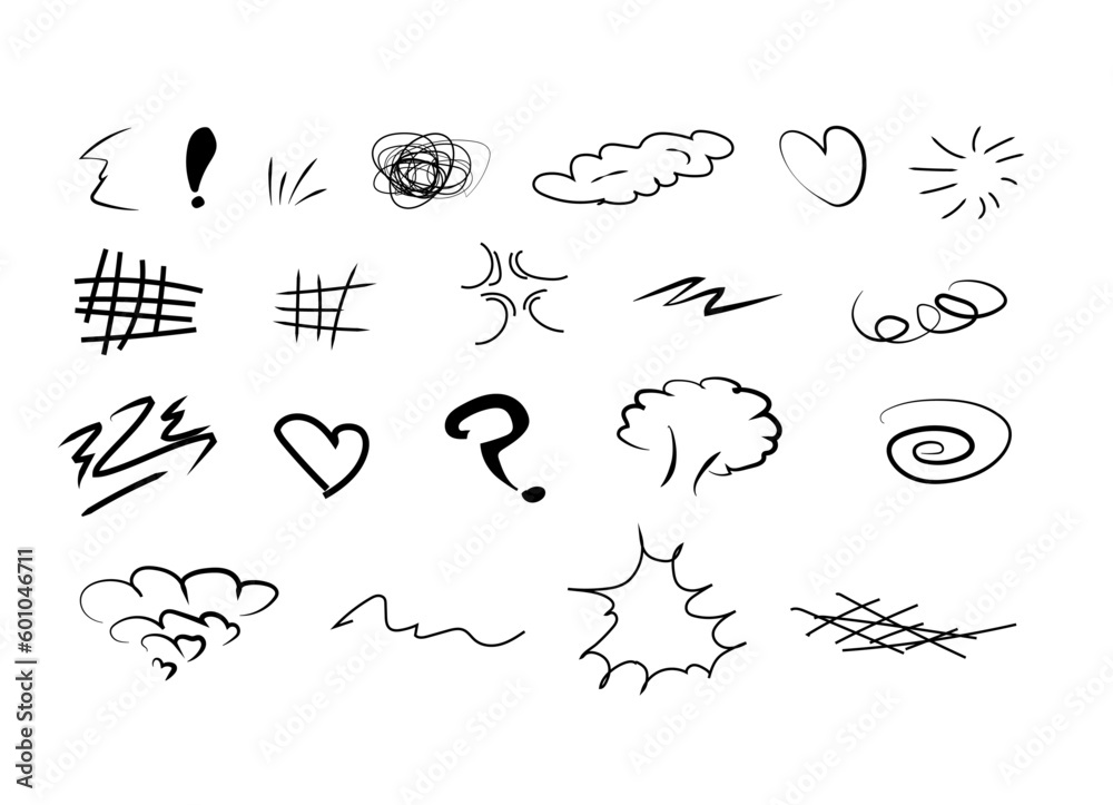 Set of hand drawn icons. Transparent background. Vector Illustration ...