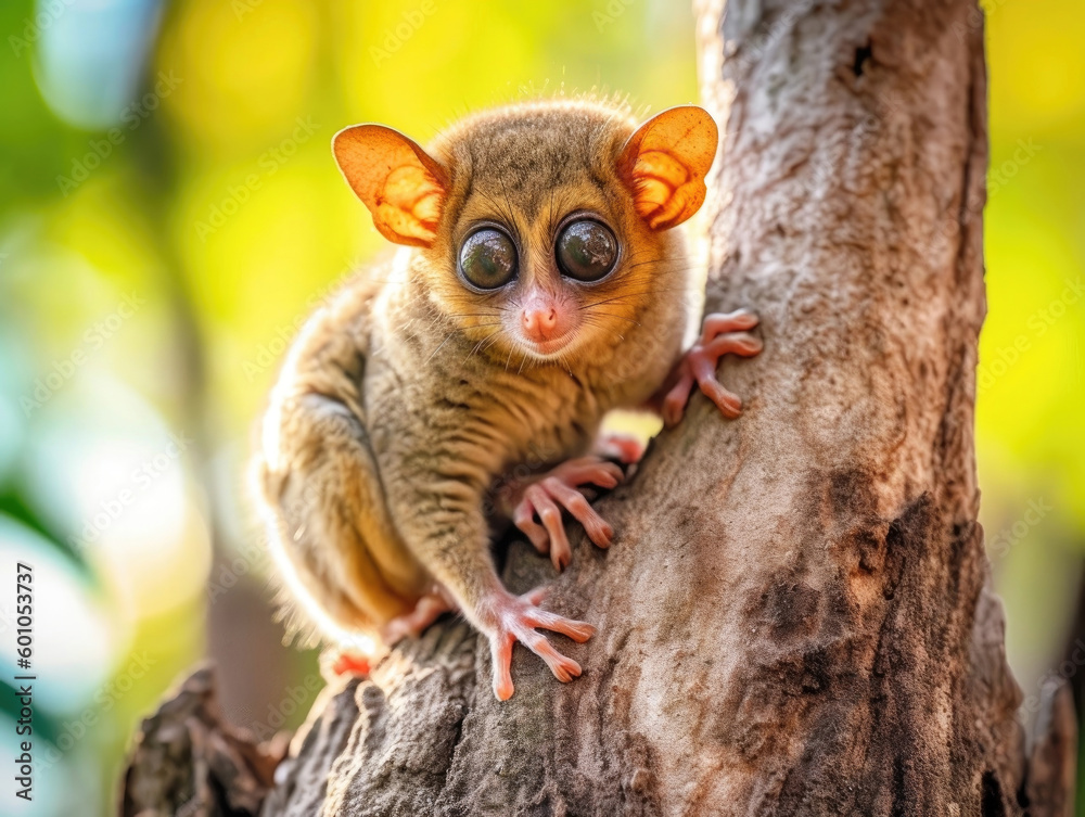 Tarsier monkey (Tarsius Syrichta) on the tree in natural jungle ...