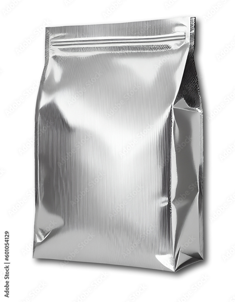 Silver aluminium foil packaging on transparent background, created with ...