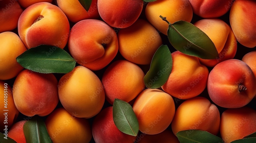 Ripe apricots fruit background with ai generative Stock Illustration ...