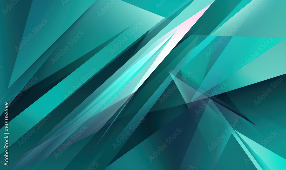Abstract teal color background or wallpaper with angles, polygons ...