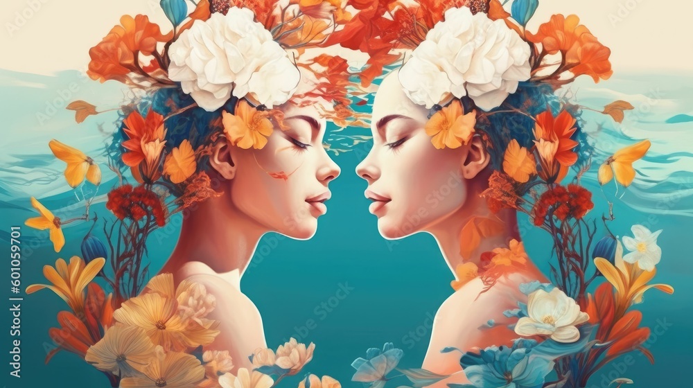 Mirrored Women Representing Self Reflection and Persona Stock Photo ...