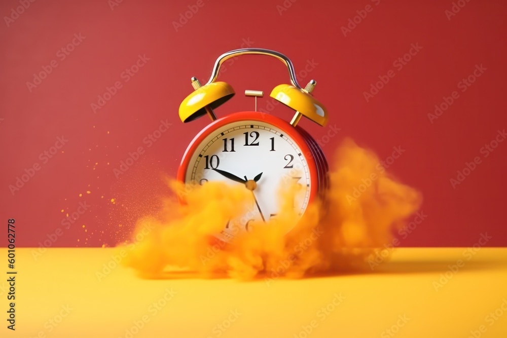 time running out, retro alarm clock slowly disintegrating into ...