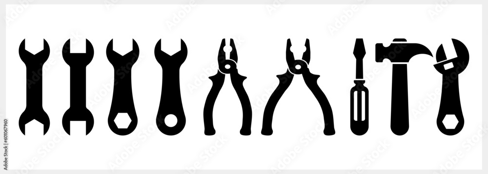 Stencil screwdriver pliers icon Hammer Tools clipart Vector stock ...